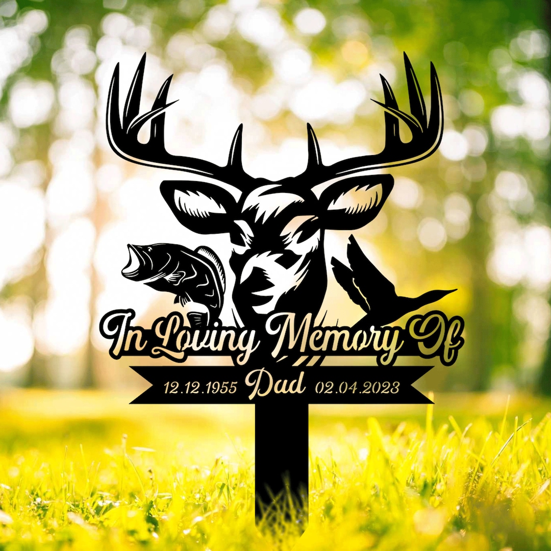 Personalized Hunting Memorial Stake, Fishing Memorial Stake, Cemetery ...