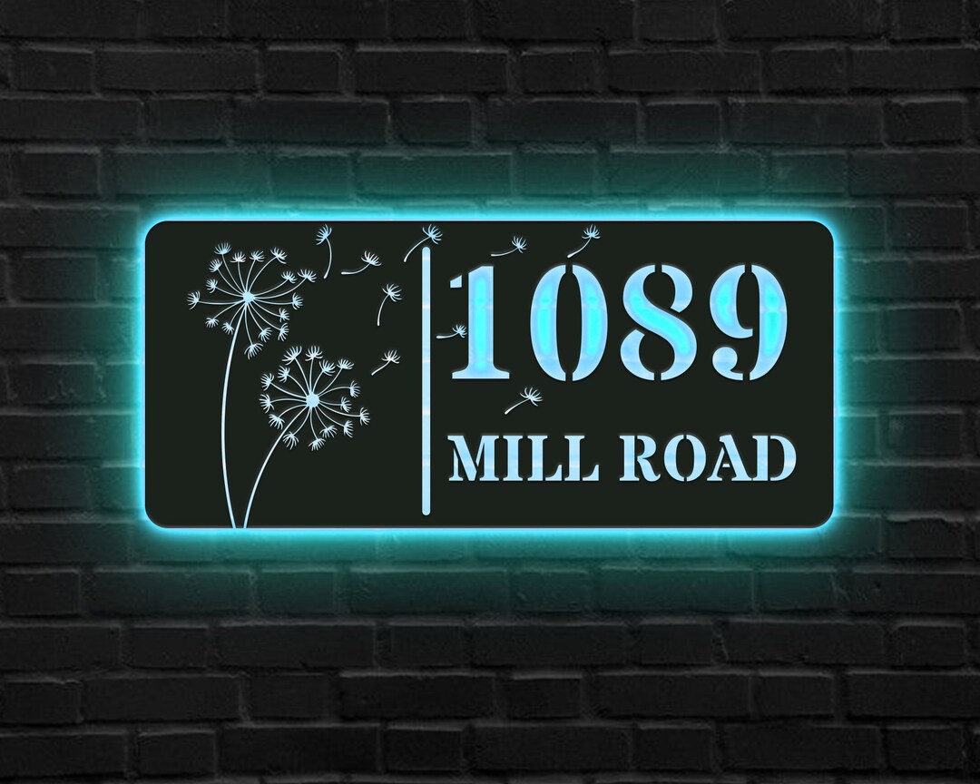 Custom LED Address Metal Art Sign, Light up Address Plaque Sign, Metal ...