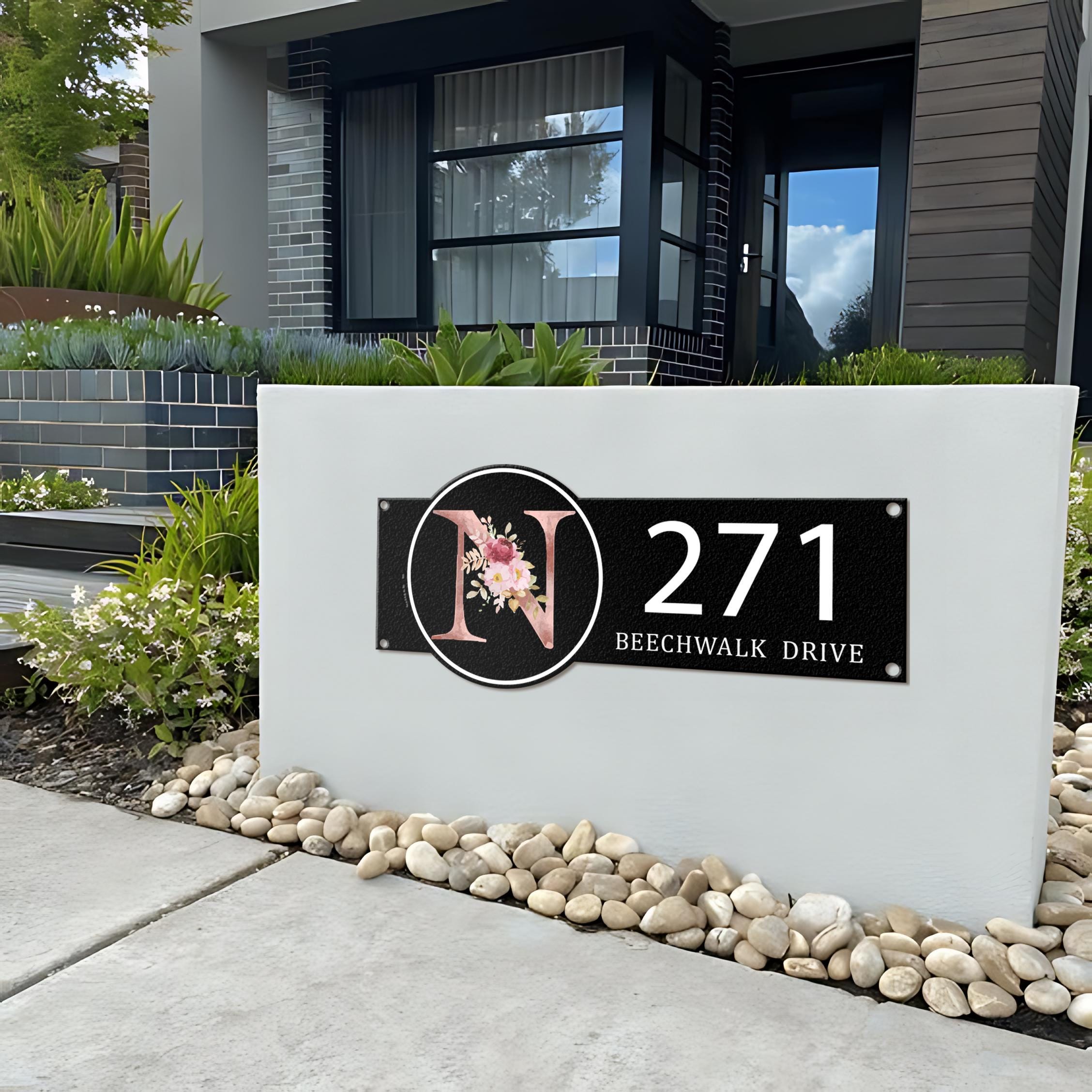 Personalized Family Name Split Letter Monogram Metal Address Sign ...