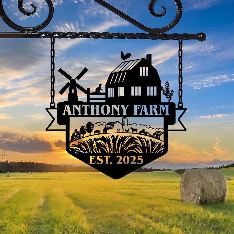 Custom Metal Farm Sign Name Sign, Metal Barn Sign, Large Metal Name ...
