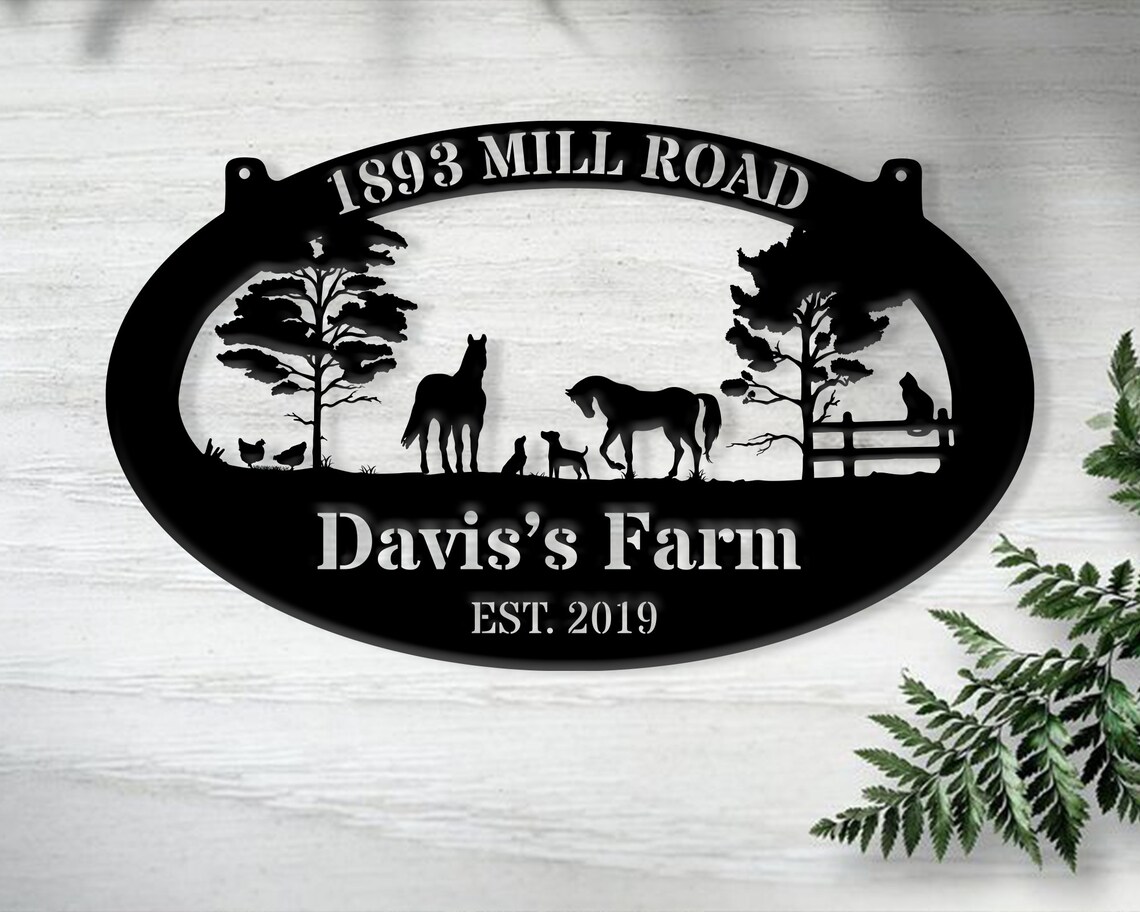 Custom Metal Farm Sign Name Sign, Metal Barn Sign, Large Metal Name ...