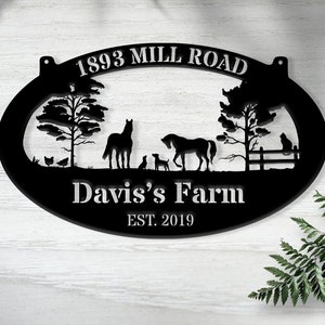 Custom Metal Farm Sign Name Sign, Metal Barn Sign, Large Metal Name ...