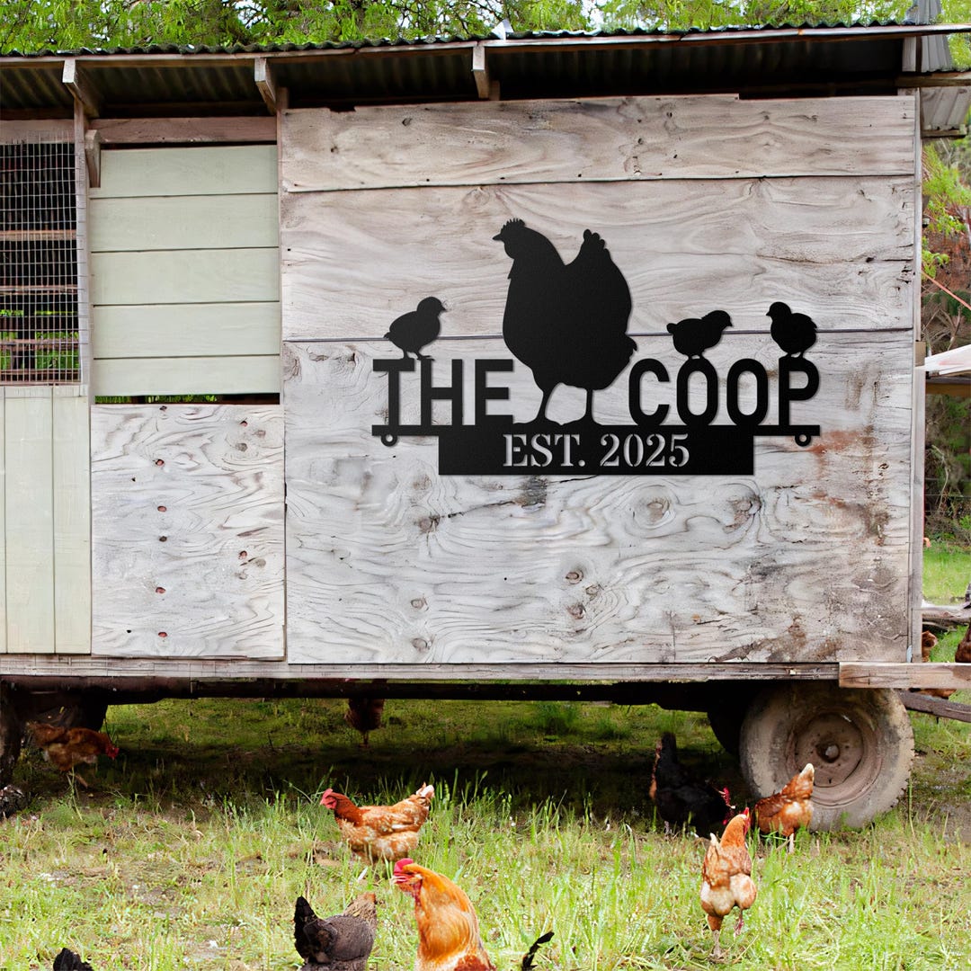 Chicken Coop Sign, Custom Hen House Sign, Personalized Metal Chicken ...