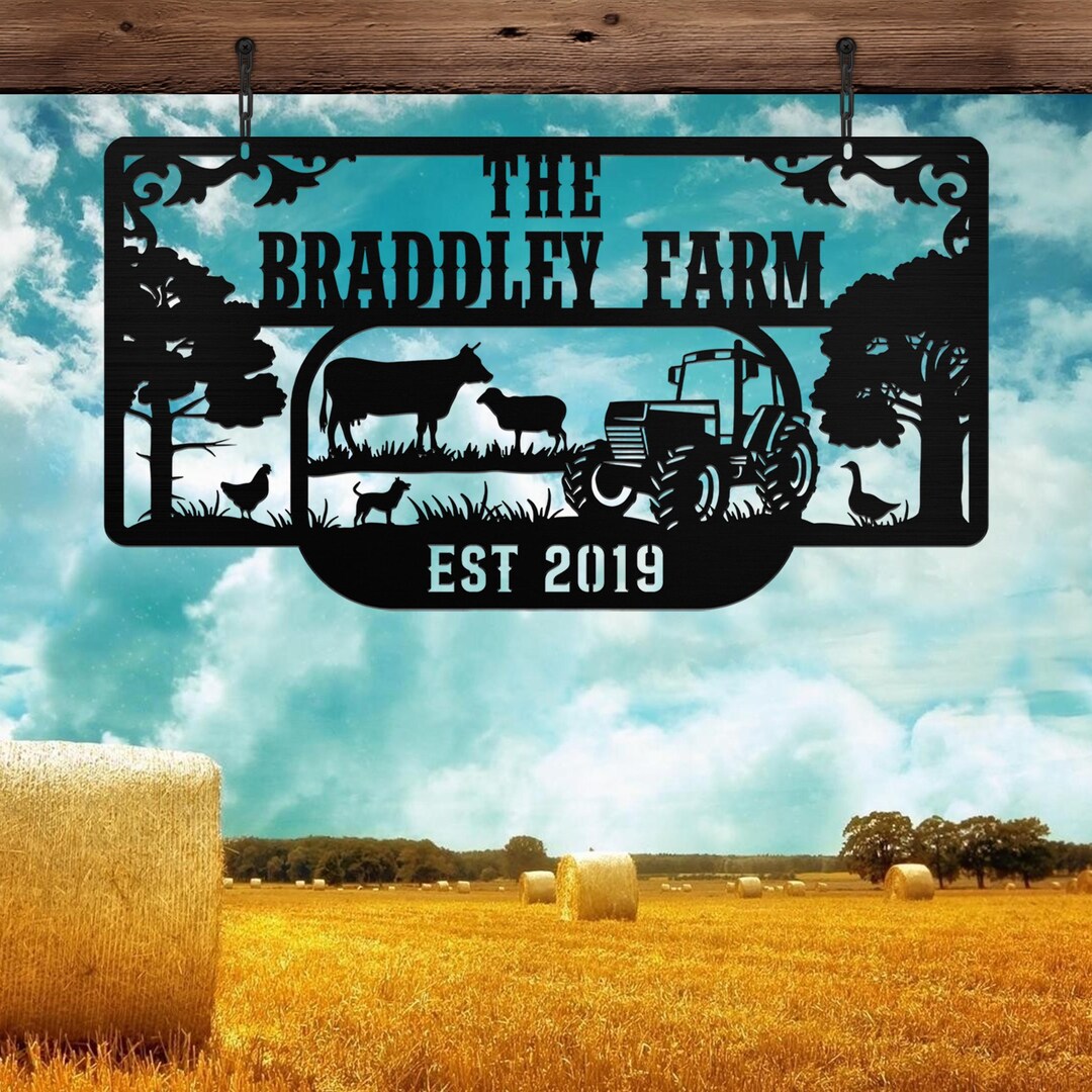 Metal Farm Sign, Custom Metal Farm Name Sign, Large Metal Name Sign ...
