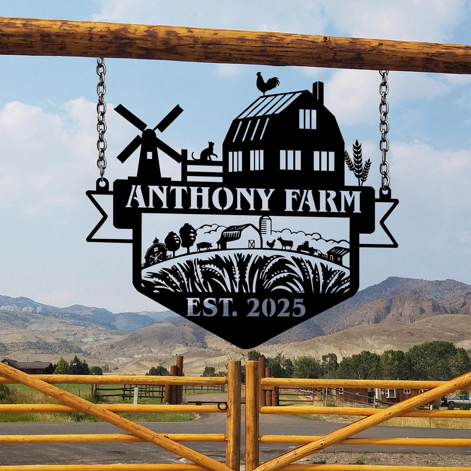 Custom Metal Farm Sign Name Sign, Metal Barn Sign, Large Metal Name ...
