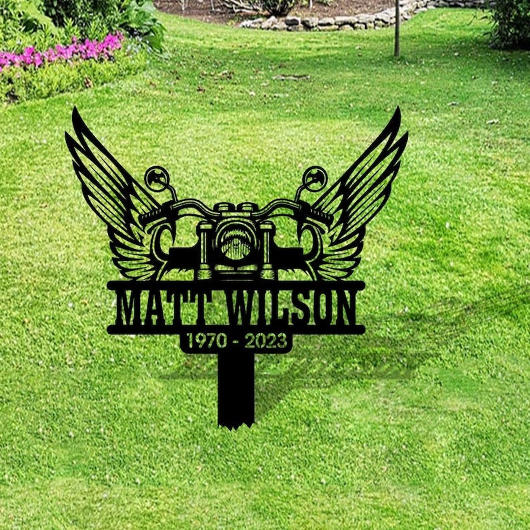 Personalized Rider Memorial Stake, Custom Grave Markers, Metal Memorial ...