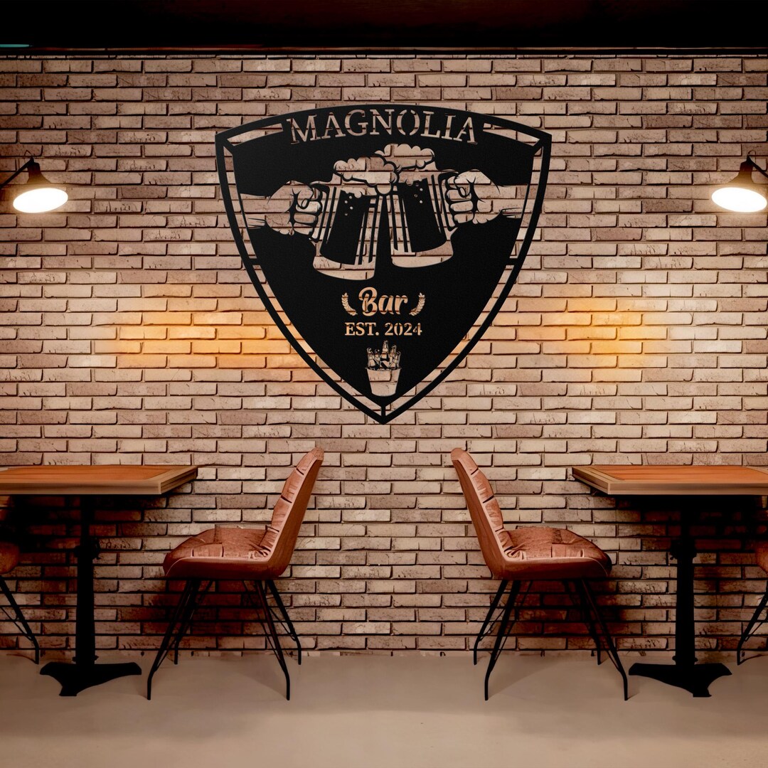 The Bar LED Sign Personalized Metal Sign Home Bar Sign Cabin Family ...