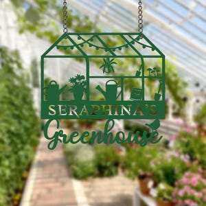 Custom Metal Greenhouse Sign, Personalized Hanging Garden Sign ...