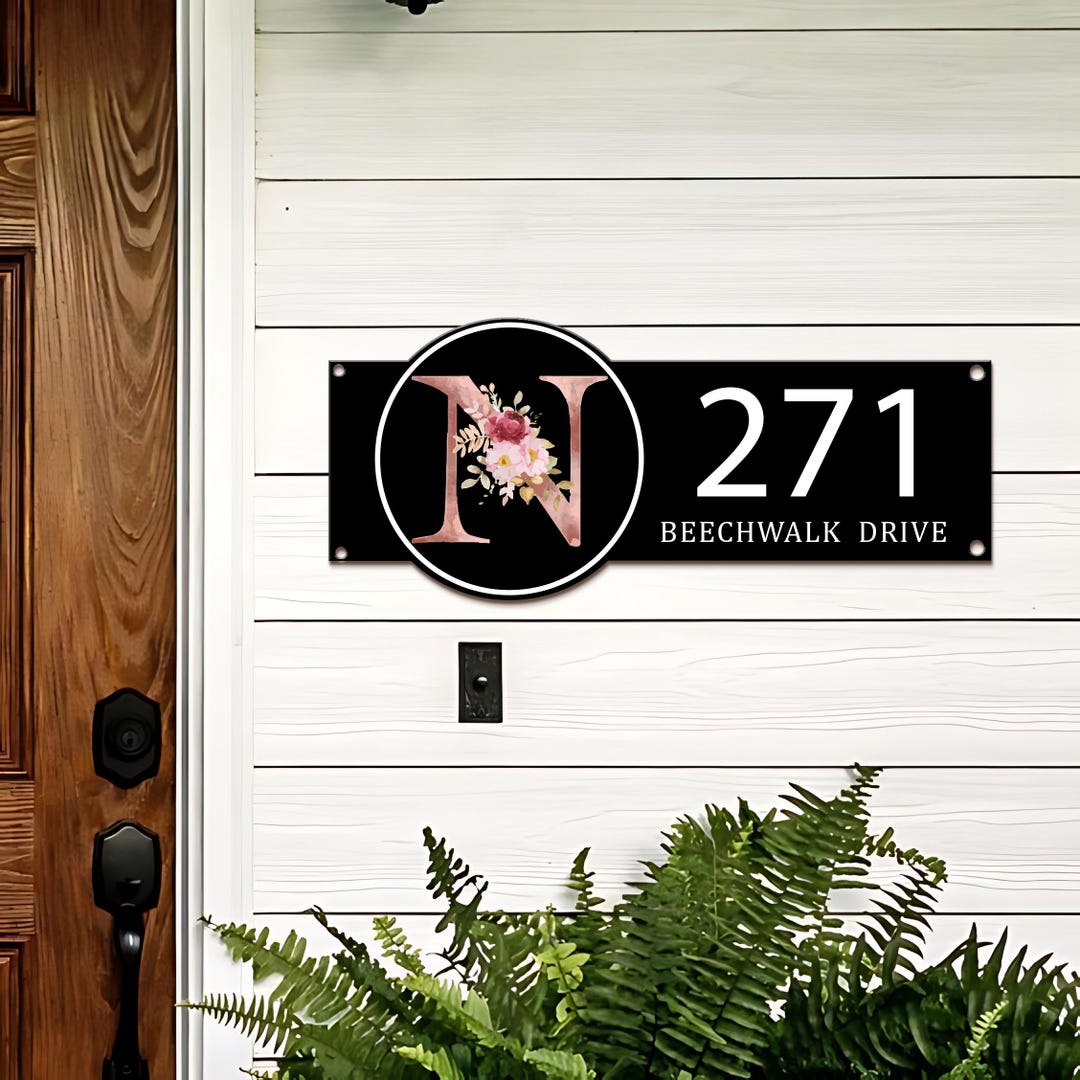 Personalized Family Name Split Letter Monogram Metal Address Sign ...