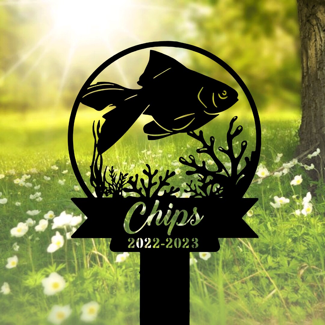 Personalized Fish Memorial Stake, Fish Name Sign, Fish Loss, Sympathy ...