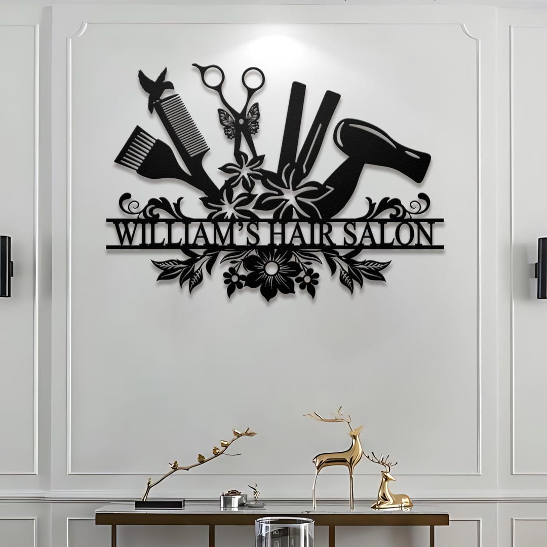 Custom Hair Salon Metal LED Sign,hairstylist Gift,personalized Salon ...