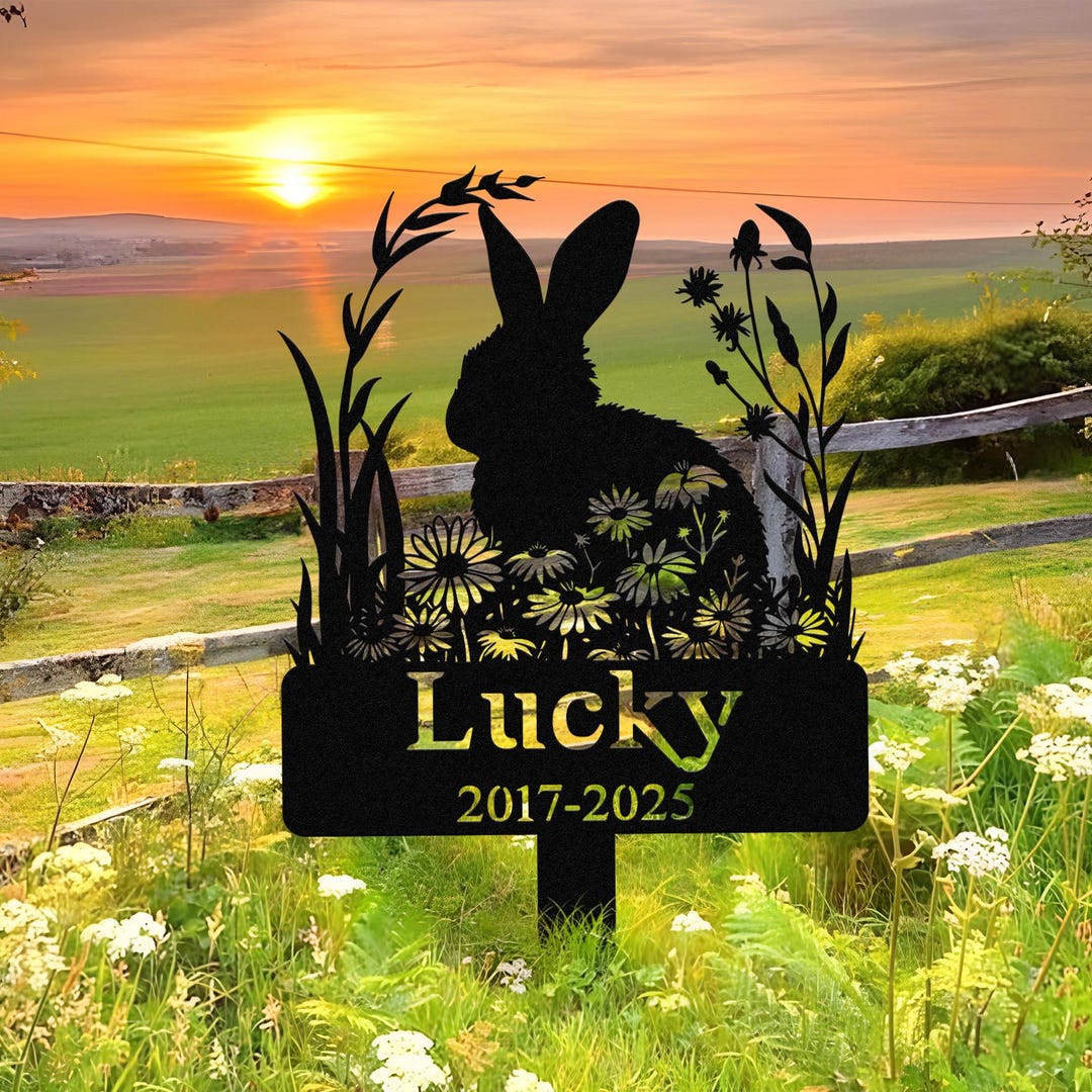 Custom Rabbit Memorial Garden Stake,personalized Lop Rabbit Grave ...