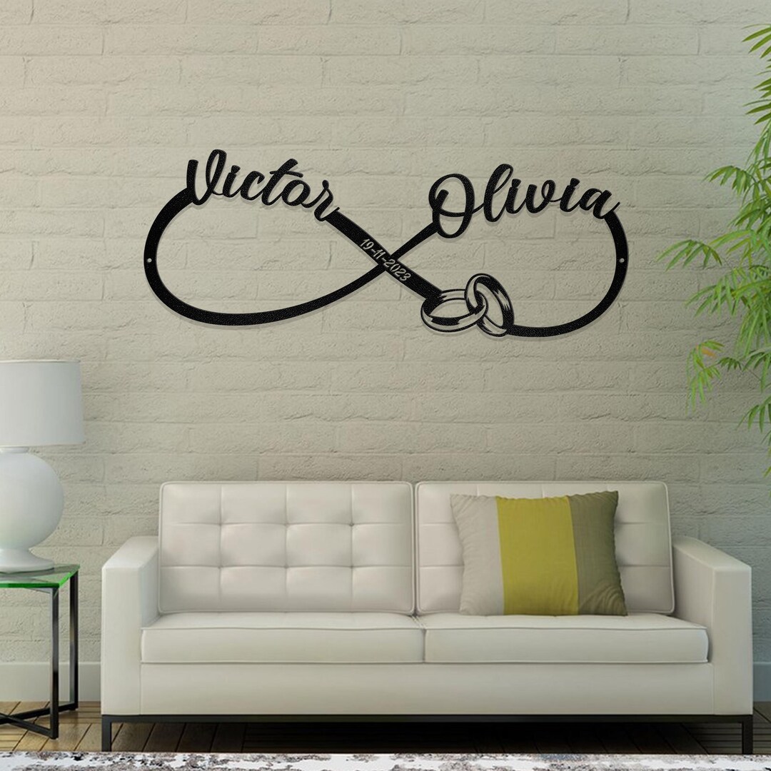 Personalized Metal Infinity Heart Sign - Customizable Heart Plaque ...