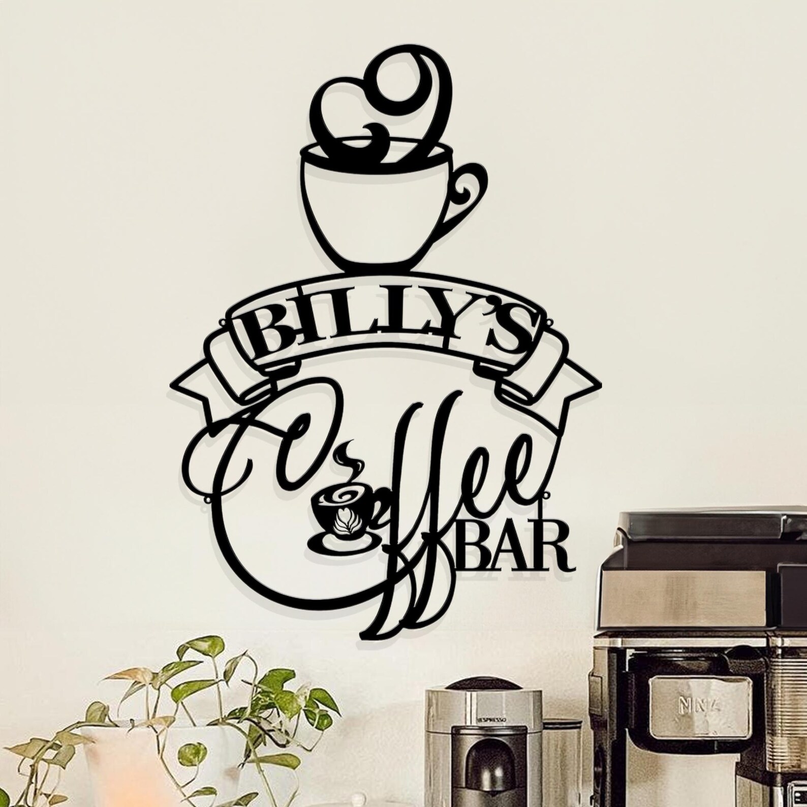 Personalized Coffee Bar Sign,custom Coffee Name Sign,coffee Bar Metal ...