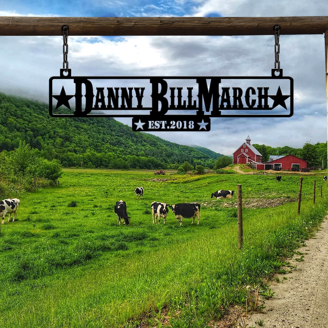 Personalized Metal Farm Entrance Sign, Custom Ranch Metal Sign, Large ...