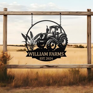 Custom Tractor Farm Metal Sign With LED Light, Tractor Name Sign ...