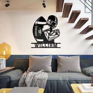 Custom American Football Metal Sign With LED Light, Football Player ...