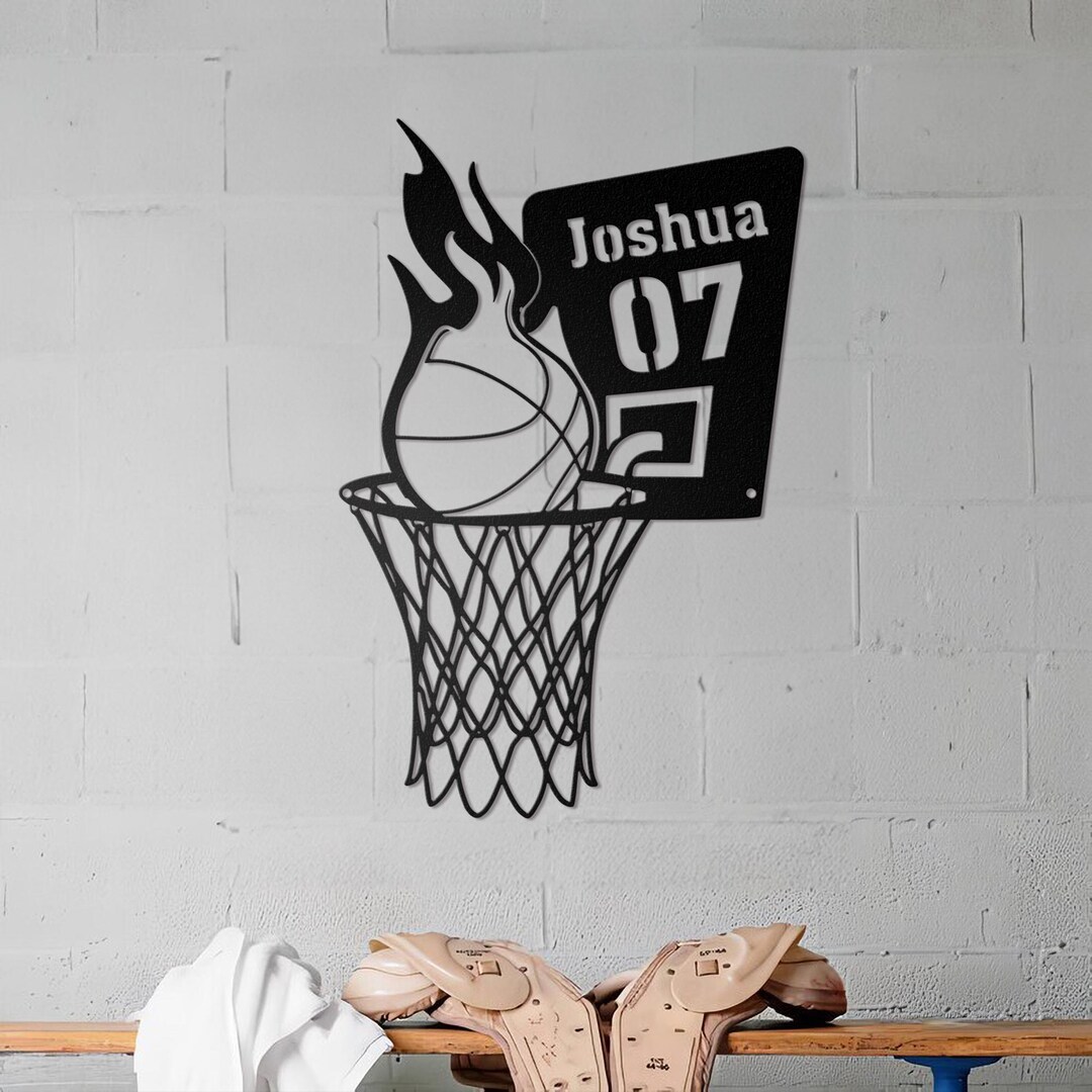Personalized Basketball Metal Wall Art Led Light, Basketball Metal Sign ...