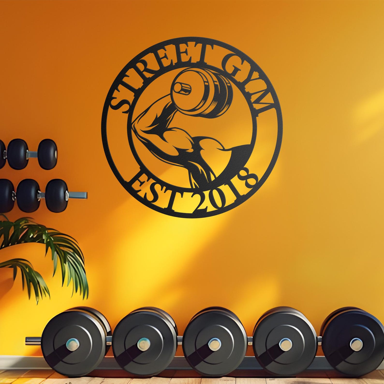 Personalized Home Gym LED Metal Art Sign | Light up Gym Name Metal Sign ...