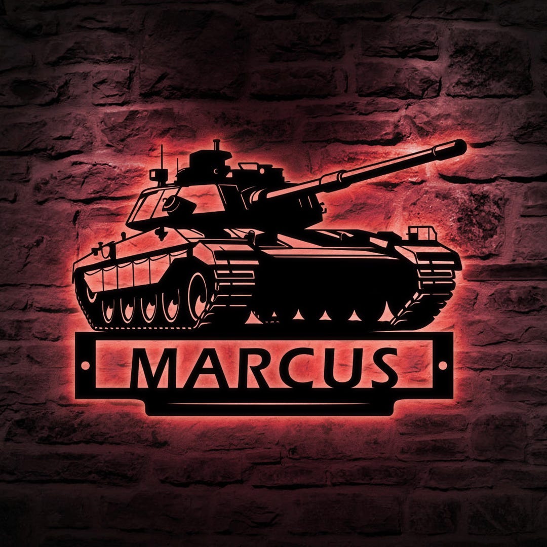Custom US Military Tank Metal Sign With LED Lights, Personalized US ...