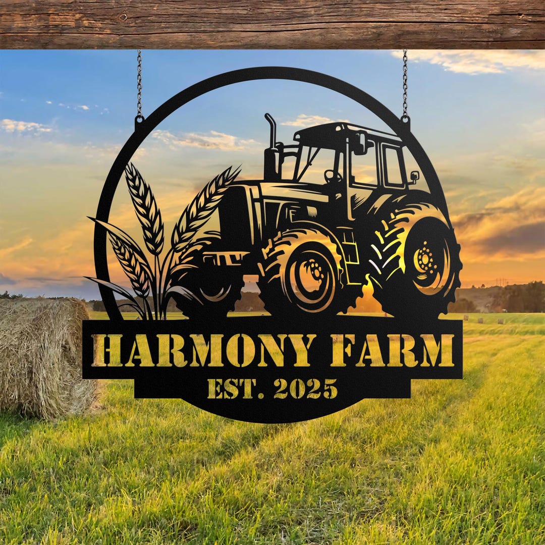 Customized Metal Tractor Sign, Personalized Metal Farm Name Sign, Farm ...