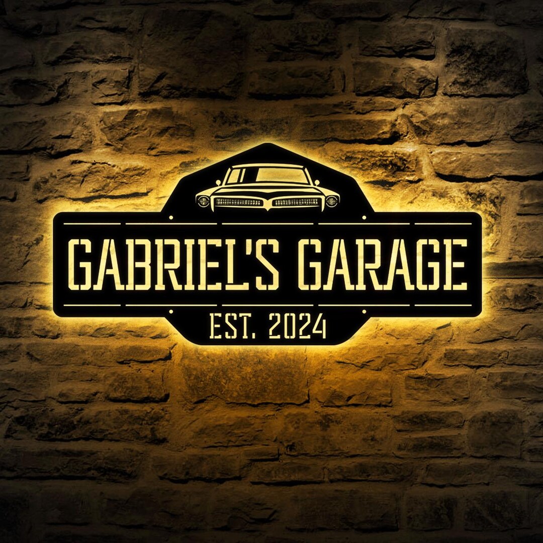 Custom Garage Sign, Personalized Garage Signs, Metal LED Garage Signs ...