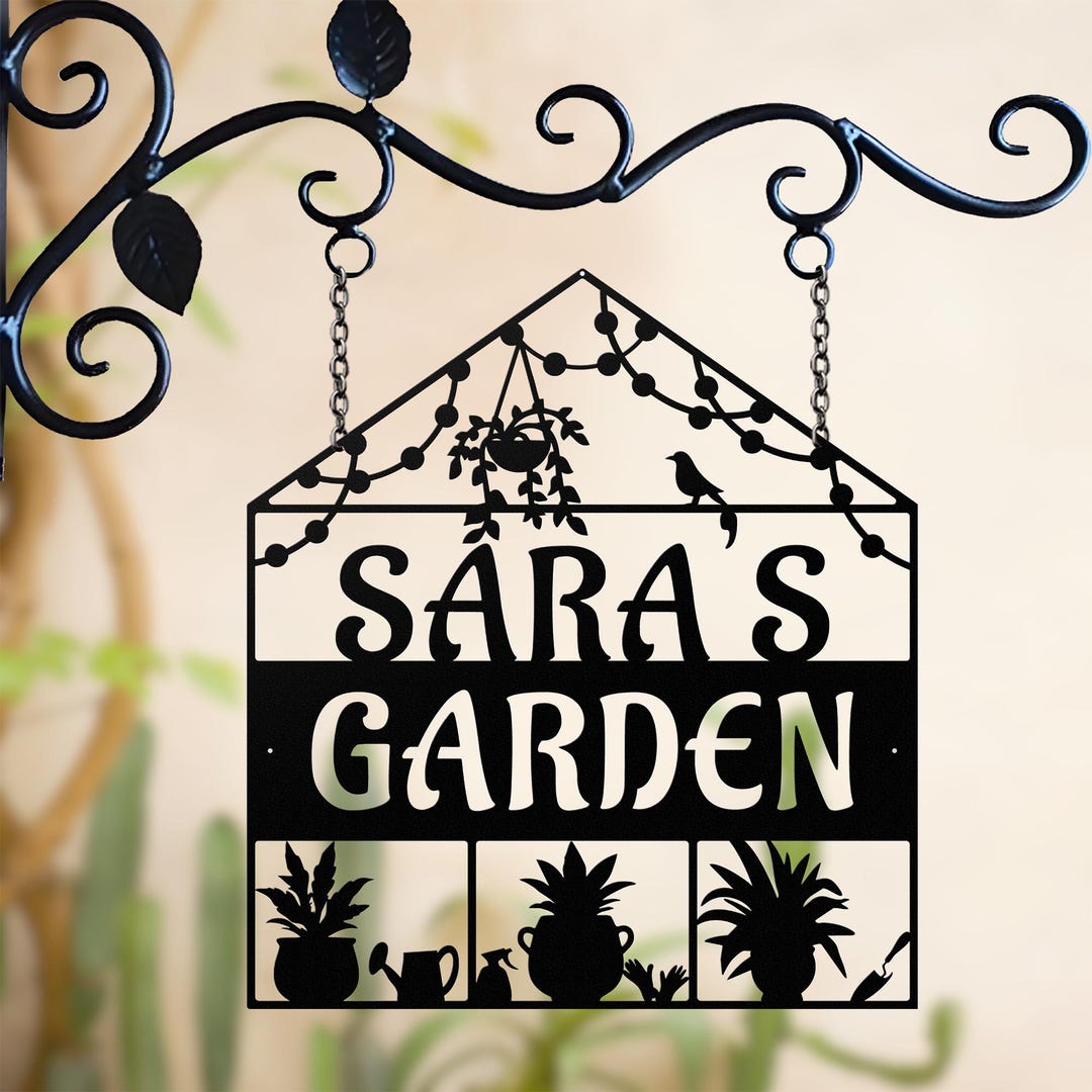 Custom Family Name Metal Garden Sign, Personalized Metal Garden Art ...