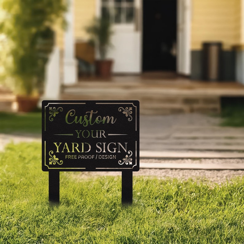 Custom Yard Sign With Stake, Personalized Metal Lawn Sign, Outdoor ...