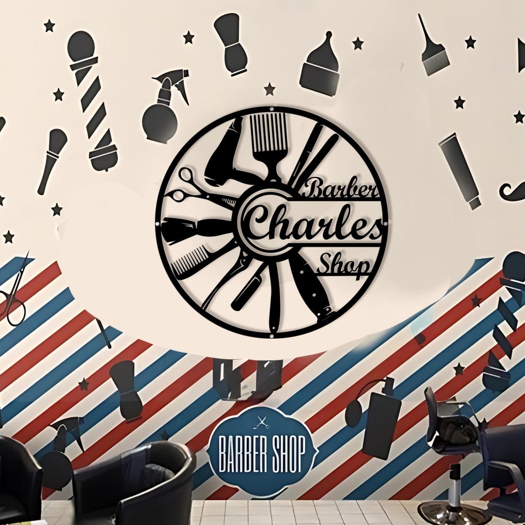 Personalized Barber Shop Metal Wall Art Sign, Hair Dresser Metal Sign ...