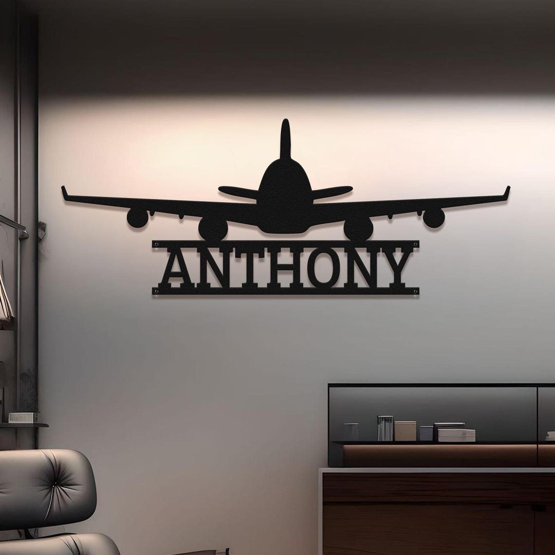Personalized Airplane Metal Sign, Custom Name Aviation Wall Decor for ...