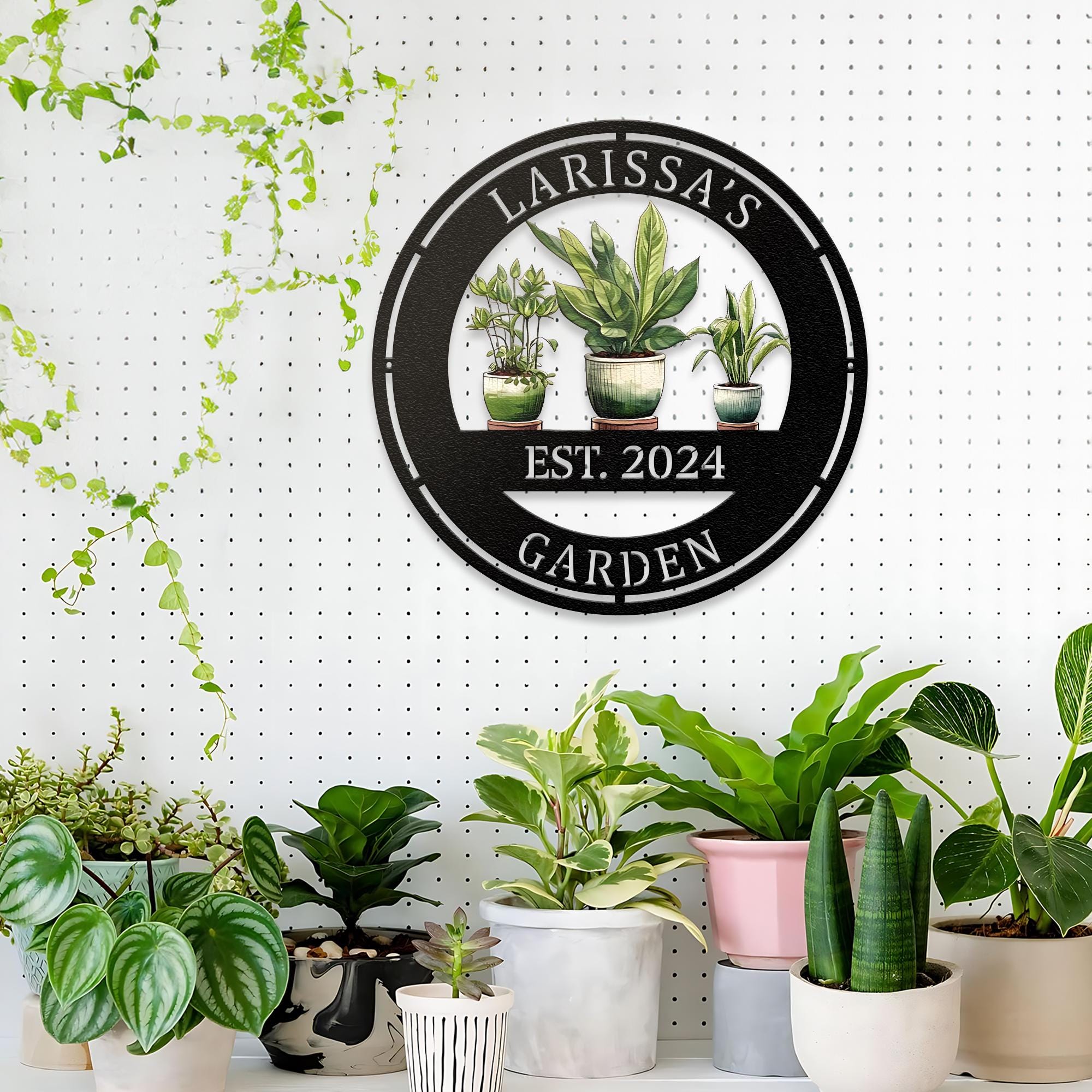 Custom Name Garden Print Metal Sign, Custom Metal Hanging Garden Sign ...