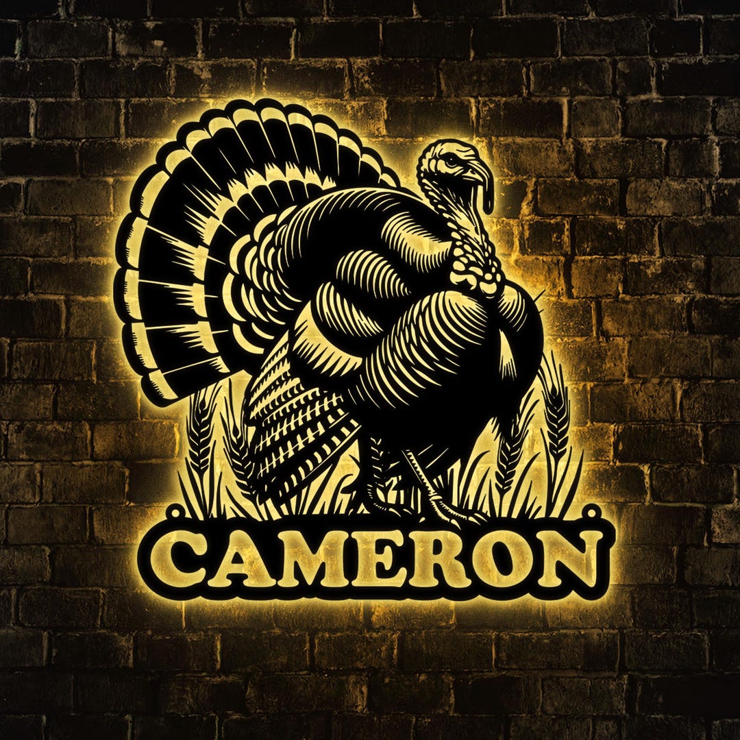 Custom Wild Turkey Farmhouse Metal Wall Art LED Light Personalized ...