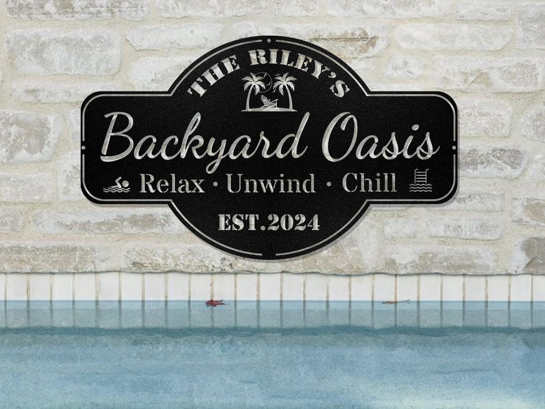 Personalized Backyard Pool Metal Sign,outdoor Wall Decor,pool Signs for ...