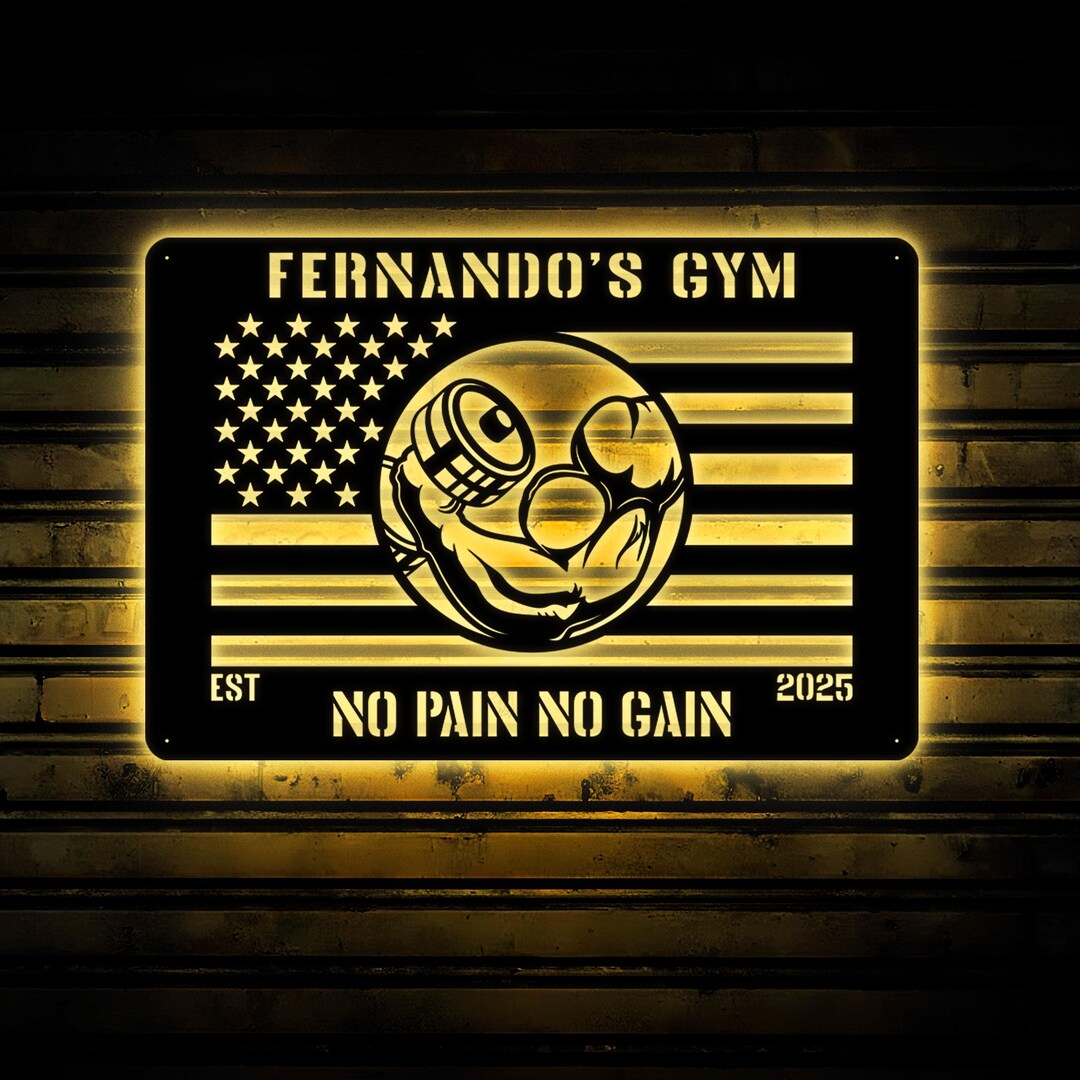 Gym Sign;metal American Flag Gym Sign; Personalized Home Gym Sign ...