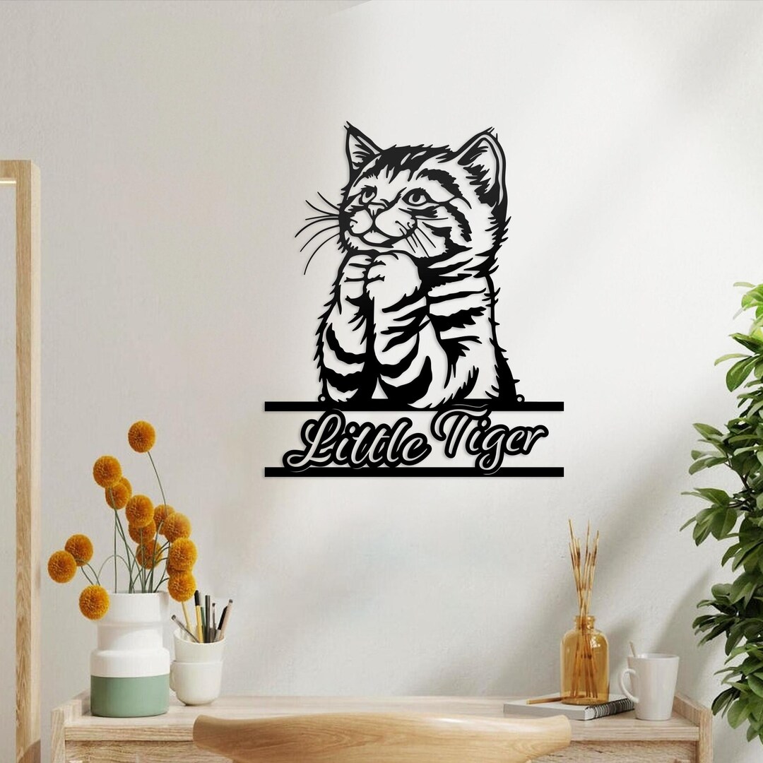 Custom Cute Cat Metal Sign,cat Wall Art,personalized Cat Name Sign,pet ...