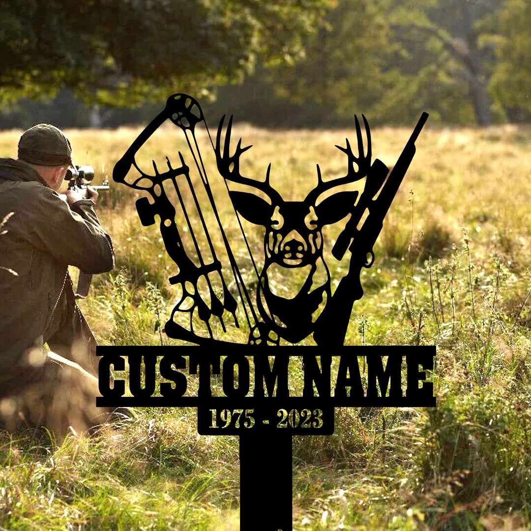Personalized Hunter Memorial Stake, Custom Metal Stake, Grave Marker ...