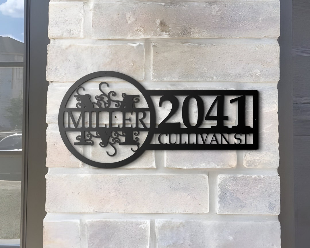 Split Letter Custom Address Sign, Custom Monogram Metal Sign, Outdoor ...