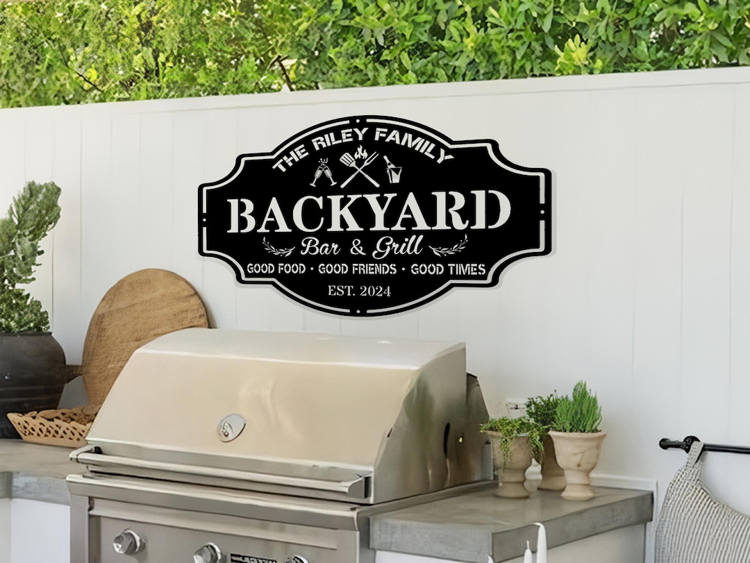 Personalized Backyard Sign Custom Bar & Grill Sign Metal Sign Bar Signs ...