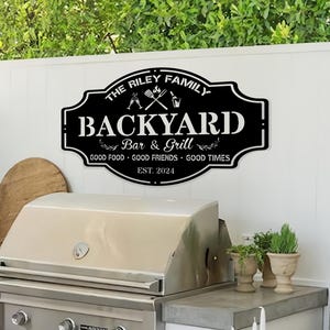 Personalized Backyard Sign Custom Bar & Grill Sign Metal Sign Bar Signs ...