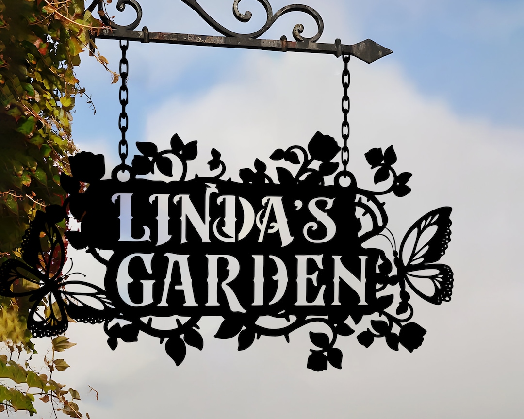 Custom Hanging Garden Sign Personalized Garden Name Sign, Flower Garden ...
