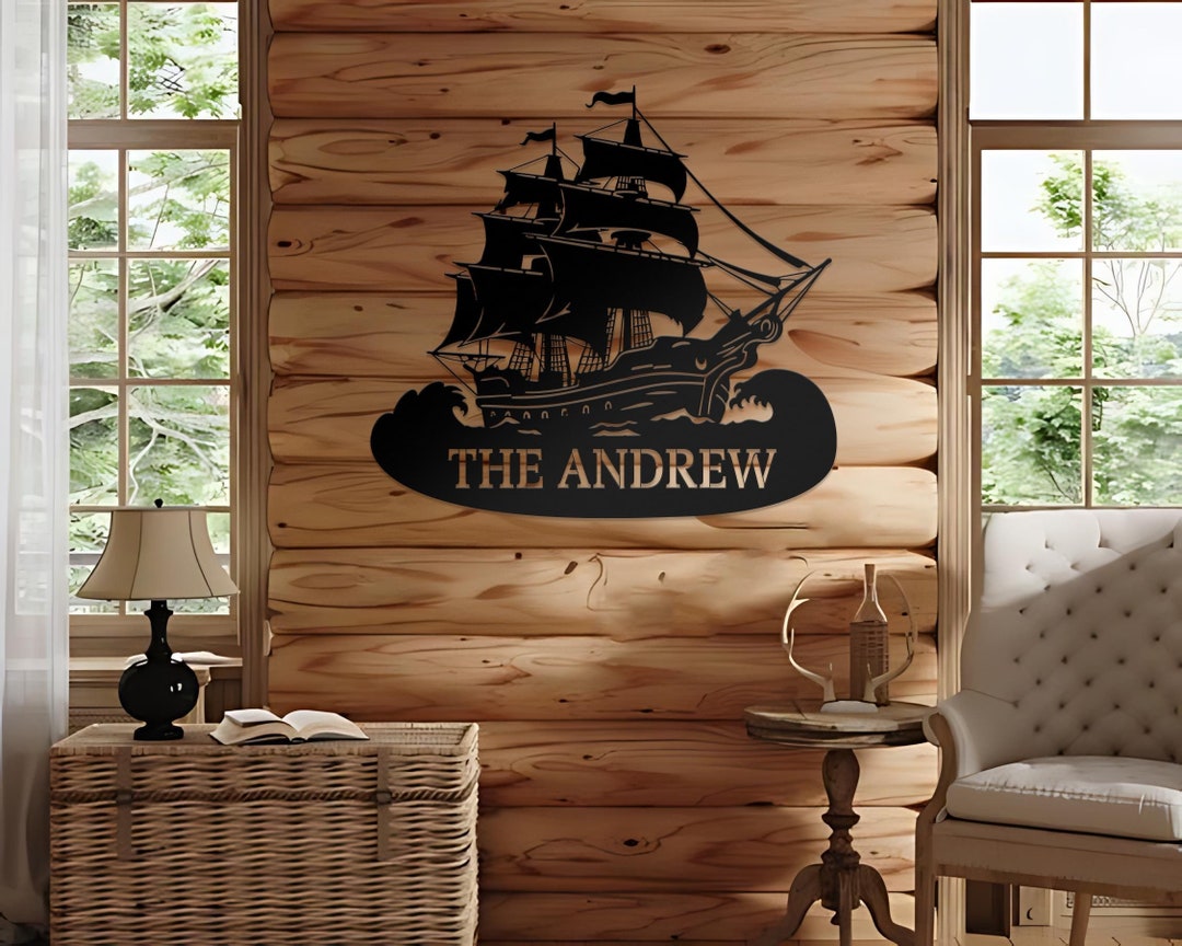 Personalized Pirate Ship Metal Sign, Custom Name Pirate Metal Sign Wall ...