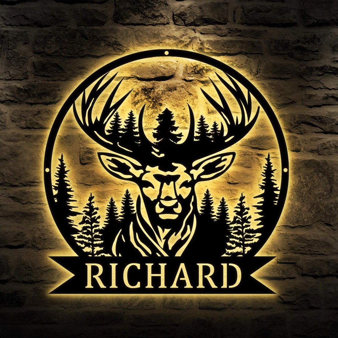 Custom Deer Mountain Metal Sign, Deer Cabin Sign, Deer Metal Sign Wall ...
