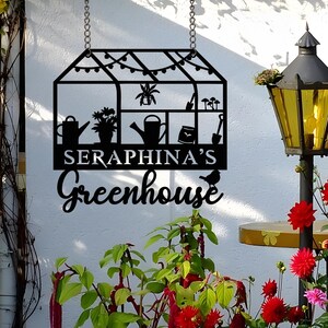 Custom Metal Greenhouse Sign, Personalized Hanging Garden Sign ...