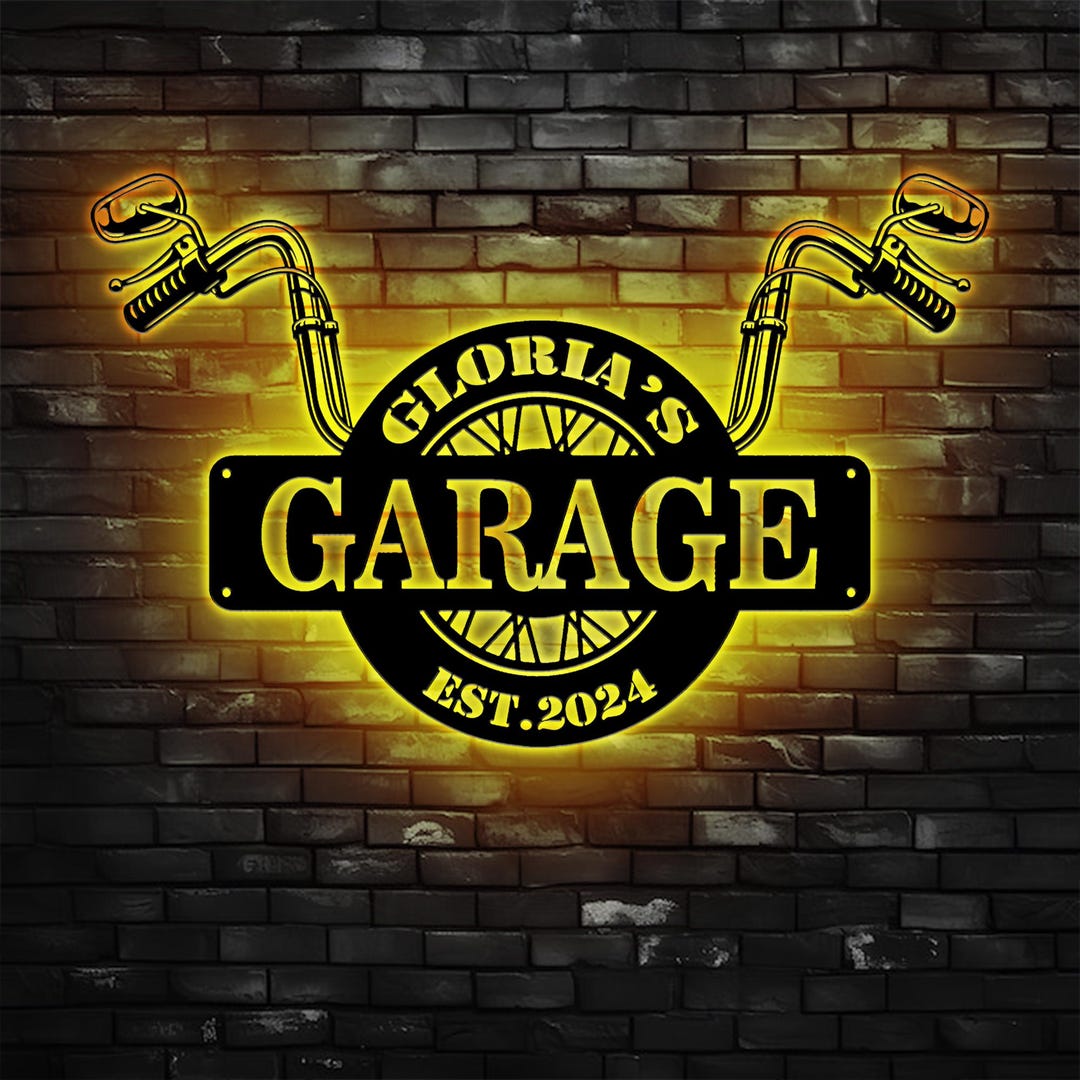 Custom Motorcycle Garage Sign,personalized Metal Art,metal Garage Sign ...