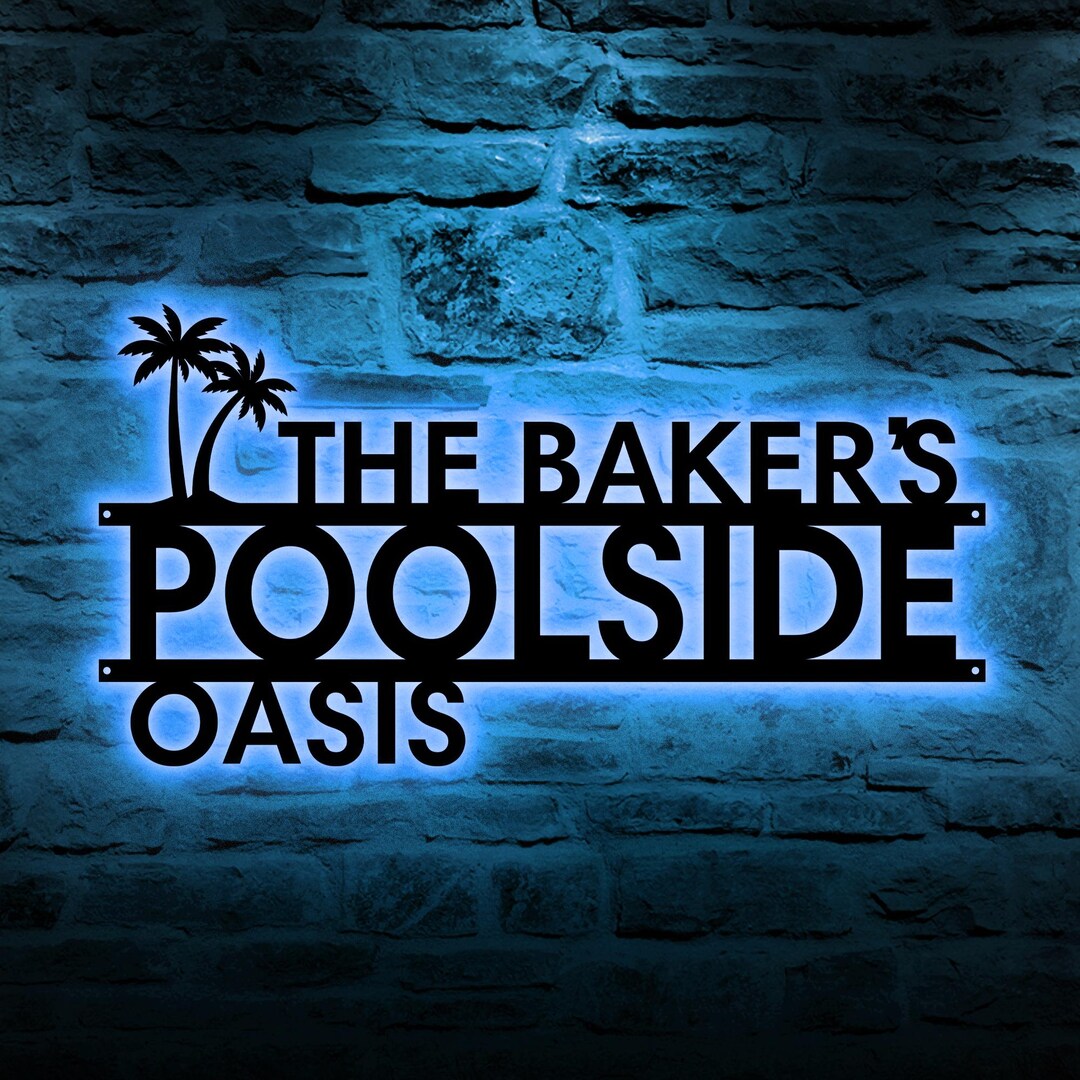Personalized Palm Tree Oasis Sign Metal Wall Art | Outdoor Patio Decor ...