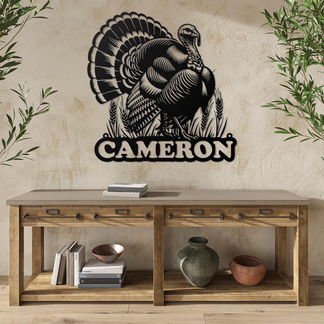 Custom Wild Turkey Farmhouse Metal Wall Art LED Light Personalized ...