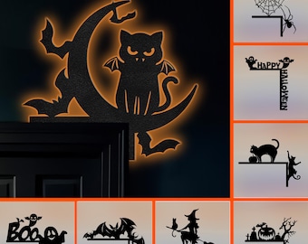 Halloween Door Corner Metal Sign, Haunted Mansion With Ghost Door ...