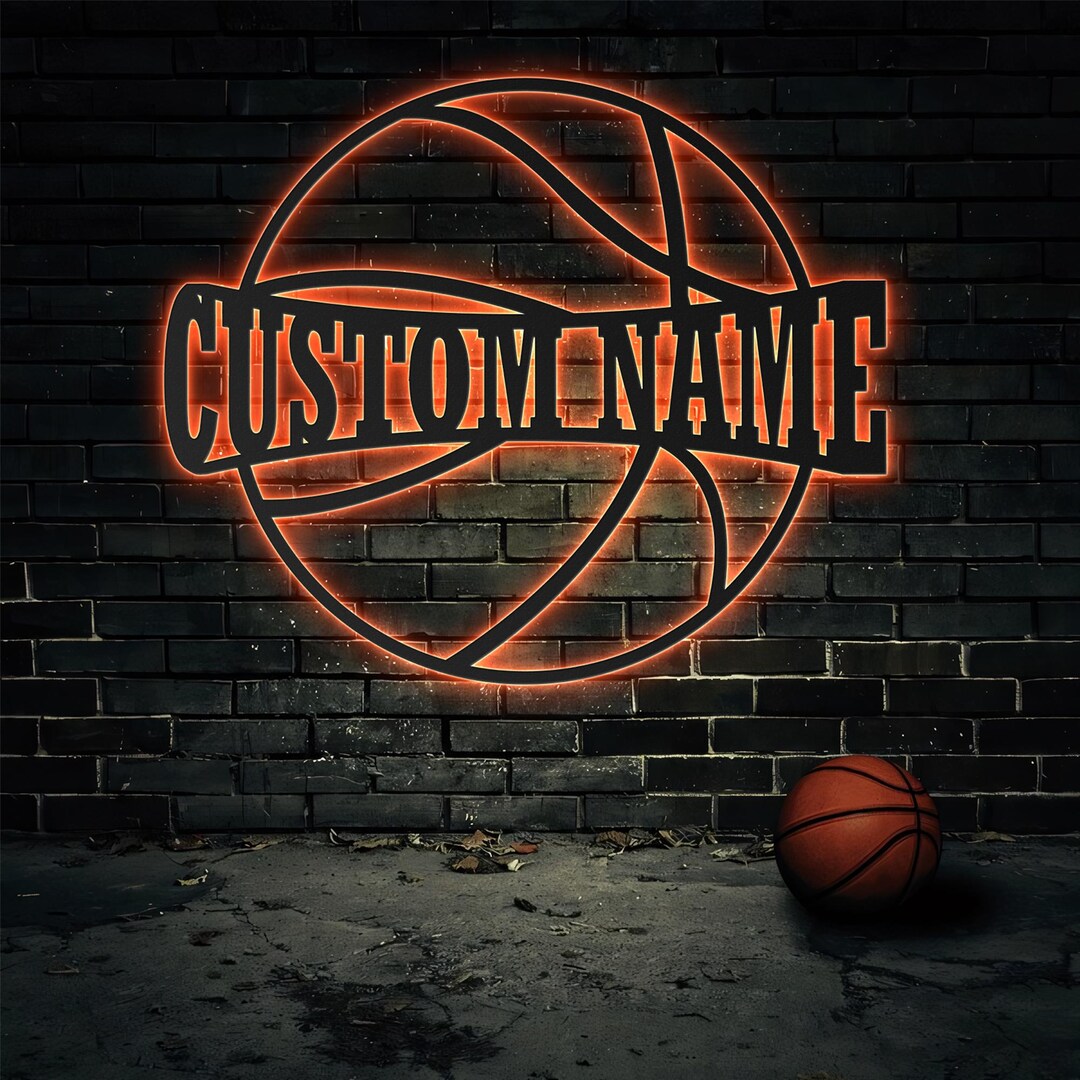 Custom Basketball Metal Wall Art LED Light Personalized Player Lover ...