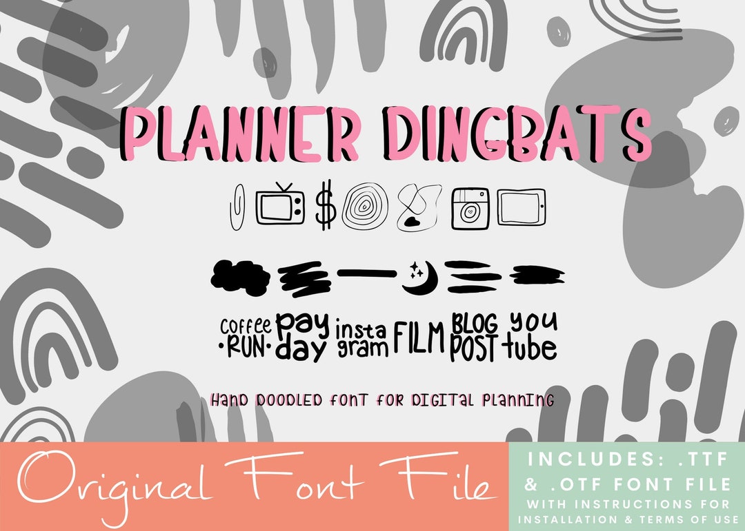 Handwritten Font, Digital Planning Fonts, Digital Planner, Dingbat Font ...