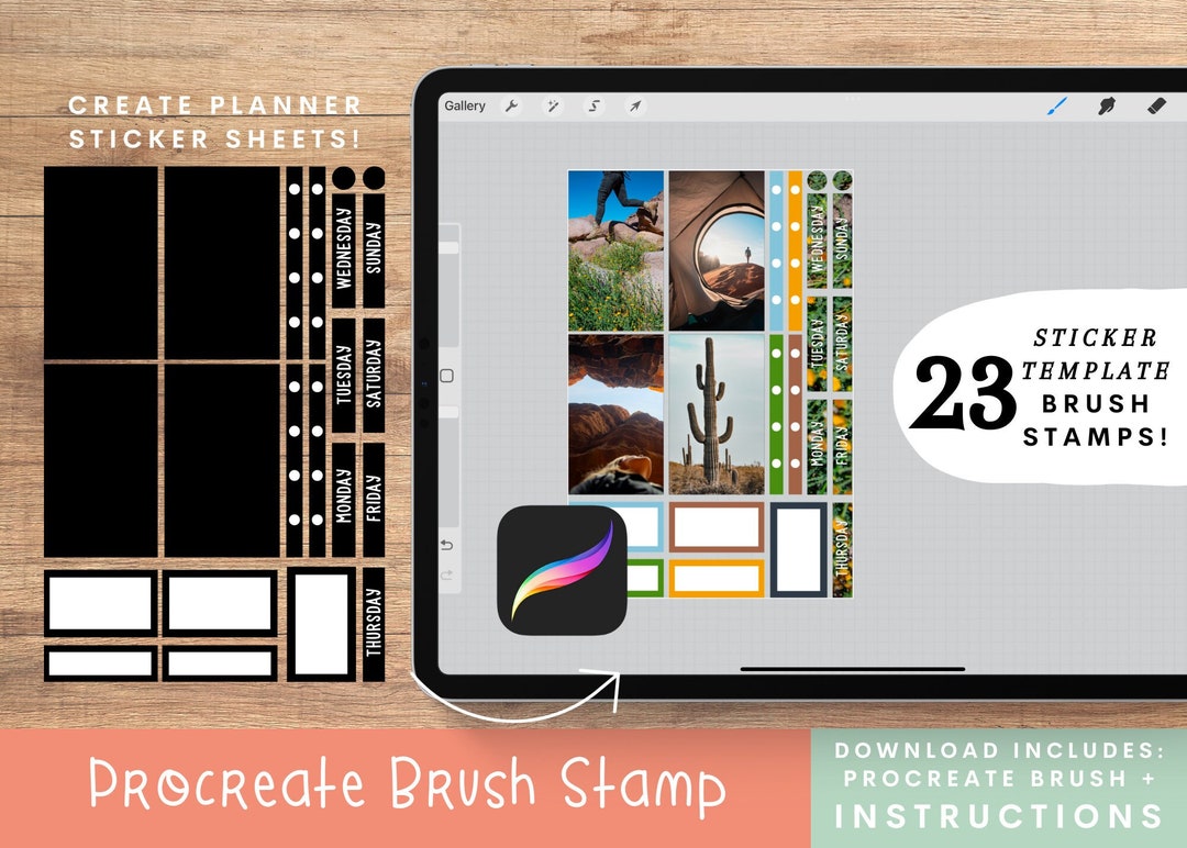 Procreate Stamp Brushes, Planner Stamp Set, Planner Sticker Template ...